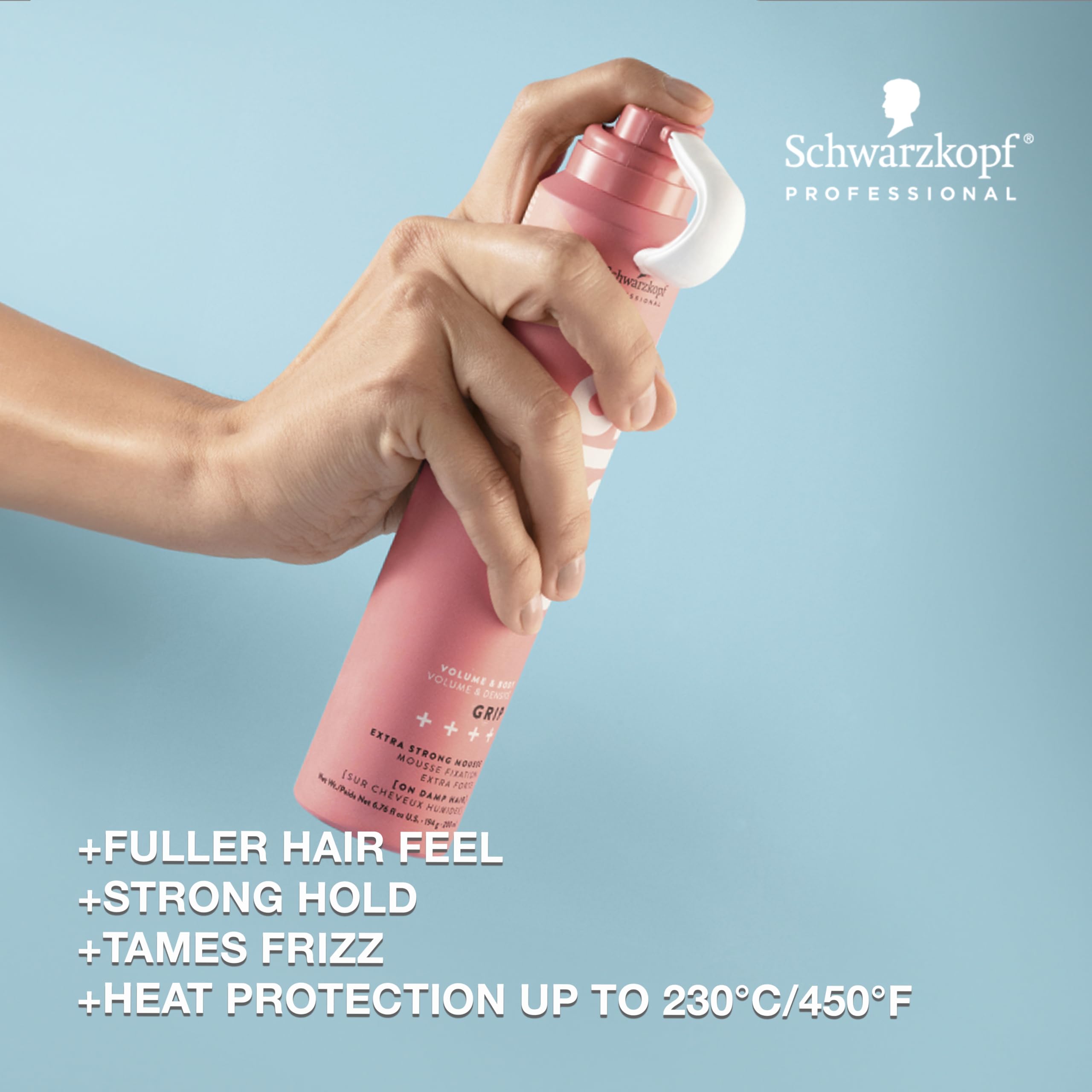 OSiS+ Grip Extreme Hold Mousse β Extra Strong Control and Volume with Lasting Definition and Natural Shine β Volumizing Formula Protects Against Blow Dry Damage, 7 oz