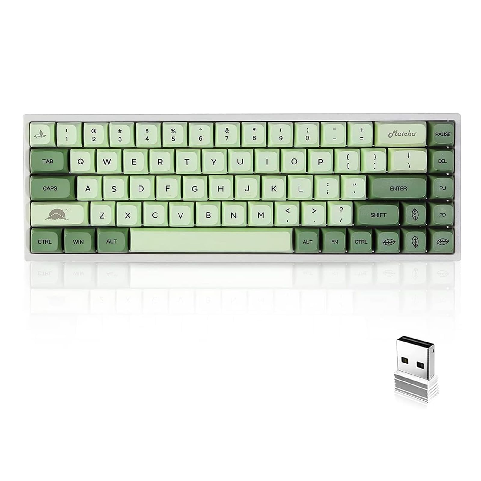 BOYI WK68 Hot Swappable RGB Mechanical Keyboard,Wireless Bluetooth 5.0/2.4G/Wired Type-C Tri-Mode PBT Sublimation Keycaps 65% Gaming Keyboard(Gateron Yellow Switch,Matcha XDA Keycaps)