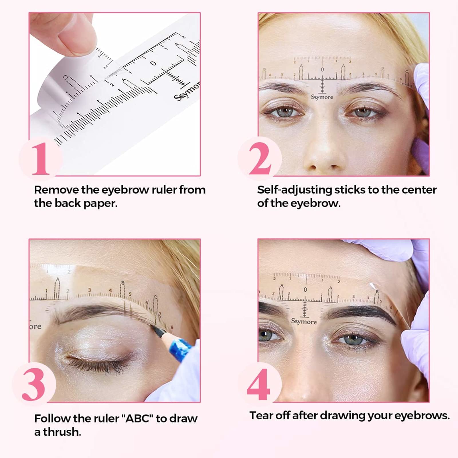 Skymore Eyebrow Ruler, 100Pcs Eyebrow Stencil Microblading Ruler, Disposable Eyebrow Template Eyebrow Ruler Sticker, Eyebrow Shape Kit for Microblading Supplies, 3 Minutes Makeup Tools For Eyebrow