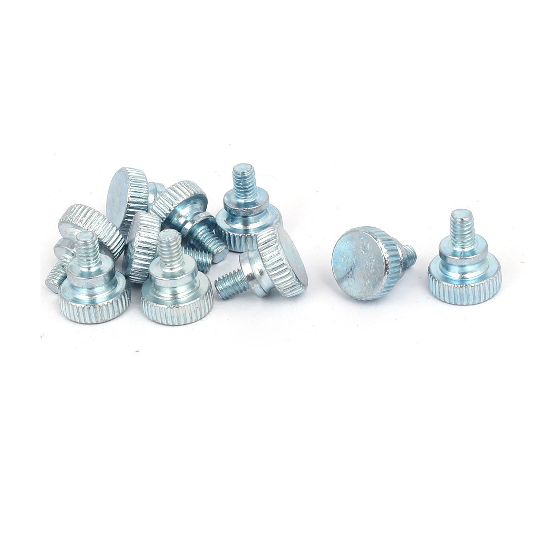 uxcell M4x6mm Flat Knurled Head Fully Threaded Thumb Screws Bolts Fastener 10pcs