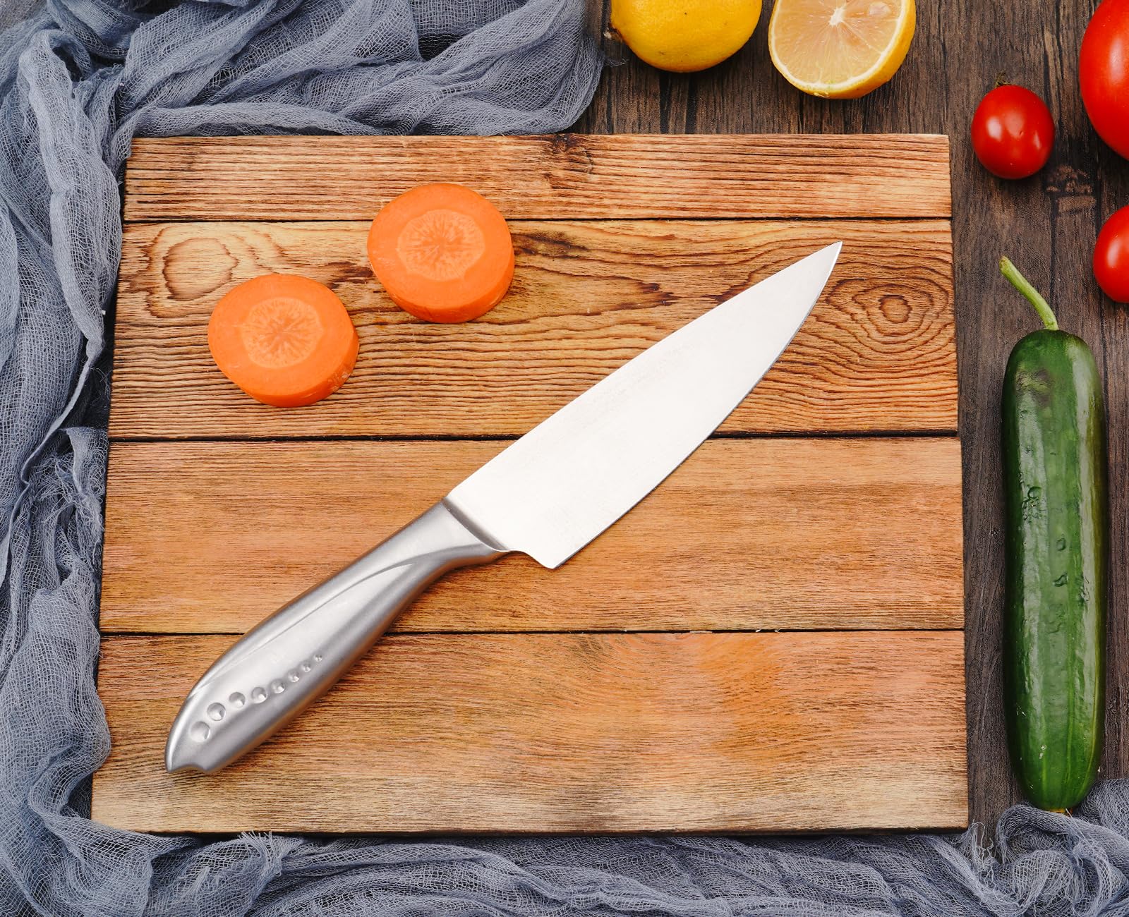 WELLSTAR Chef Knife, 6 Inch Kitchen Chef’s Knife Sharp High Carbon Stainless Steel Cooking Knife for Meat Sushi Vegetable Fruit Cutting Slicing Dicing, Useful Kitchen Gadget