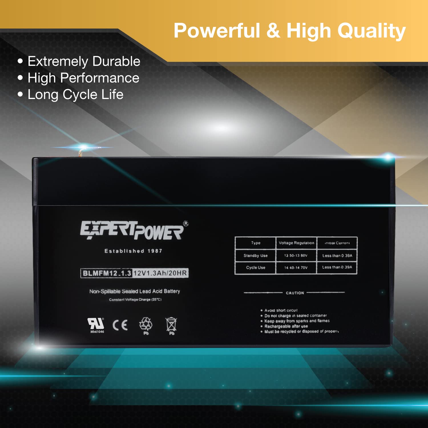 ExpertPower 12v 1.3Ah SLA Rechargeable Battery With F1 Terminals || (2 Pack) Not a Replacement for WP3_12