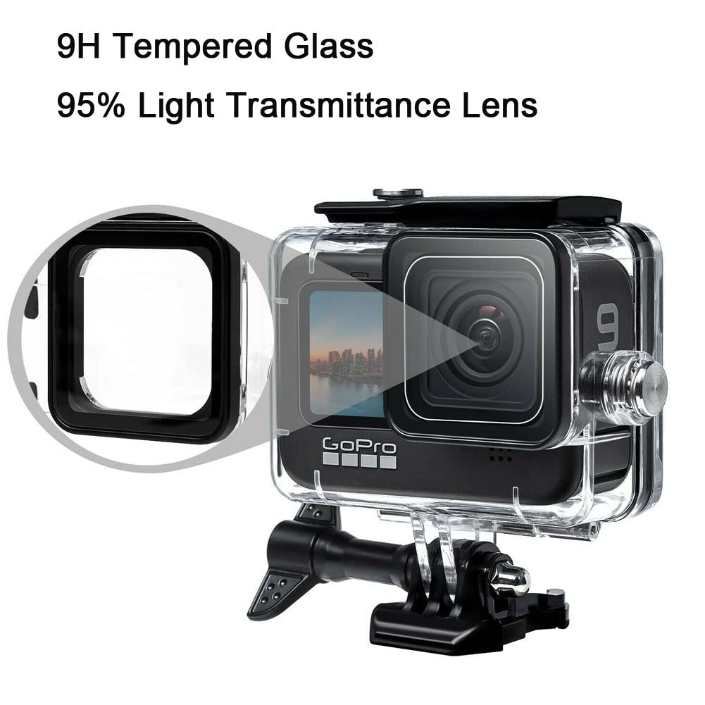 Alsukeay Waterproof Housing Case for GoPro Hero 9 Hero 10 Black Action Camera 148ft/45M Underwater Diving Scuba Case with Red Filter Quick Release Mount Accessories