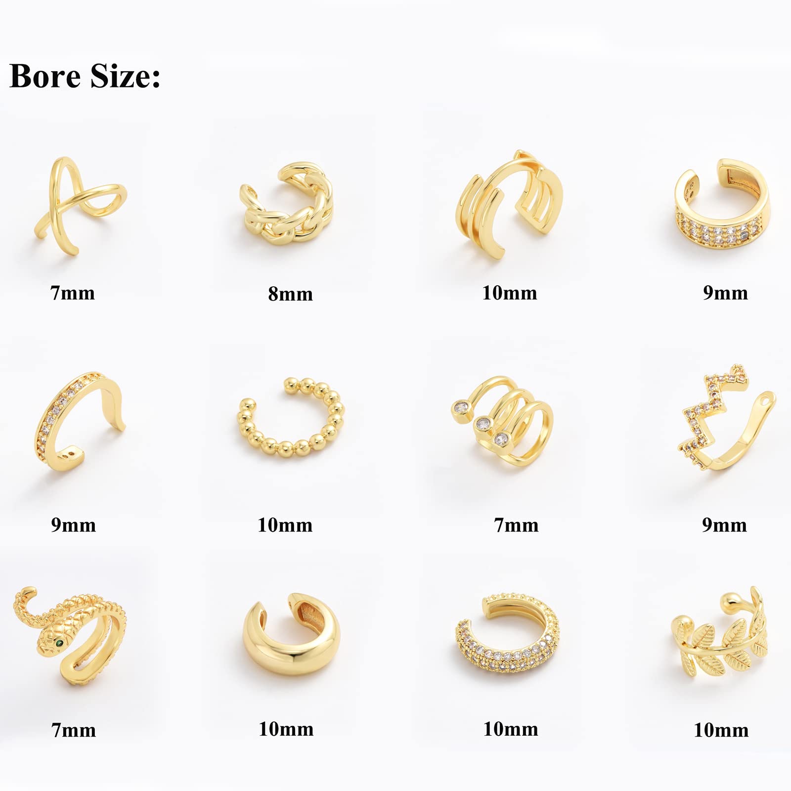 ALYXUY Gold Ear Cuff Non Piercing For Women, 14K Gold Plated Hypoallergenic Huggie Cross Ear Cuff Earrings(12pcs) (KC010-2)