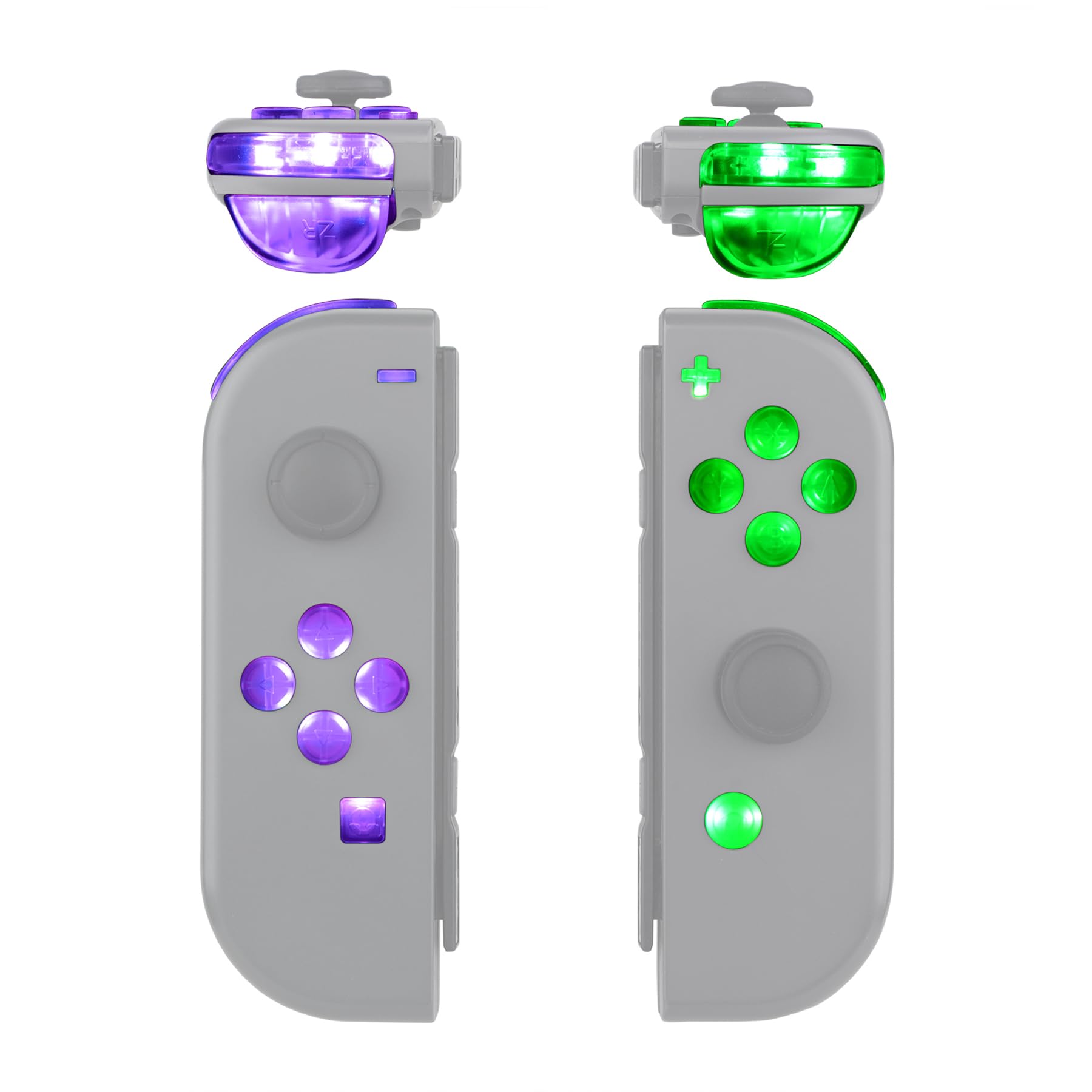 eXtremeRate 7 Colors 9 Modes NS Joycon DFS LED Kit for Nintendo Switch, Multi-Colors Luminated ABXY Trigger Face Buttons for Nintendo Switch & Switch OLED Model JoyCon - Joycon NOT Included