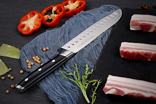 SHI BA ZI ZUO Santoku Knife 7 Inch Pro Chef's Knife High Carbon Stainless Steel Sharp Kitchen Knife Ergonomic Handle