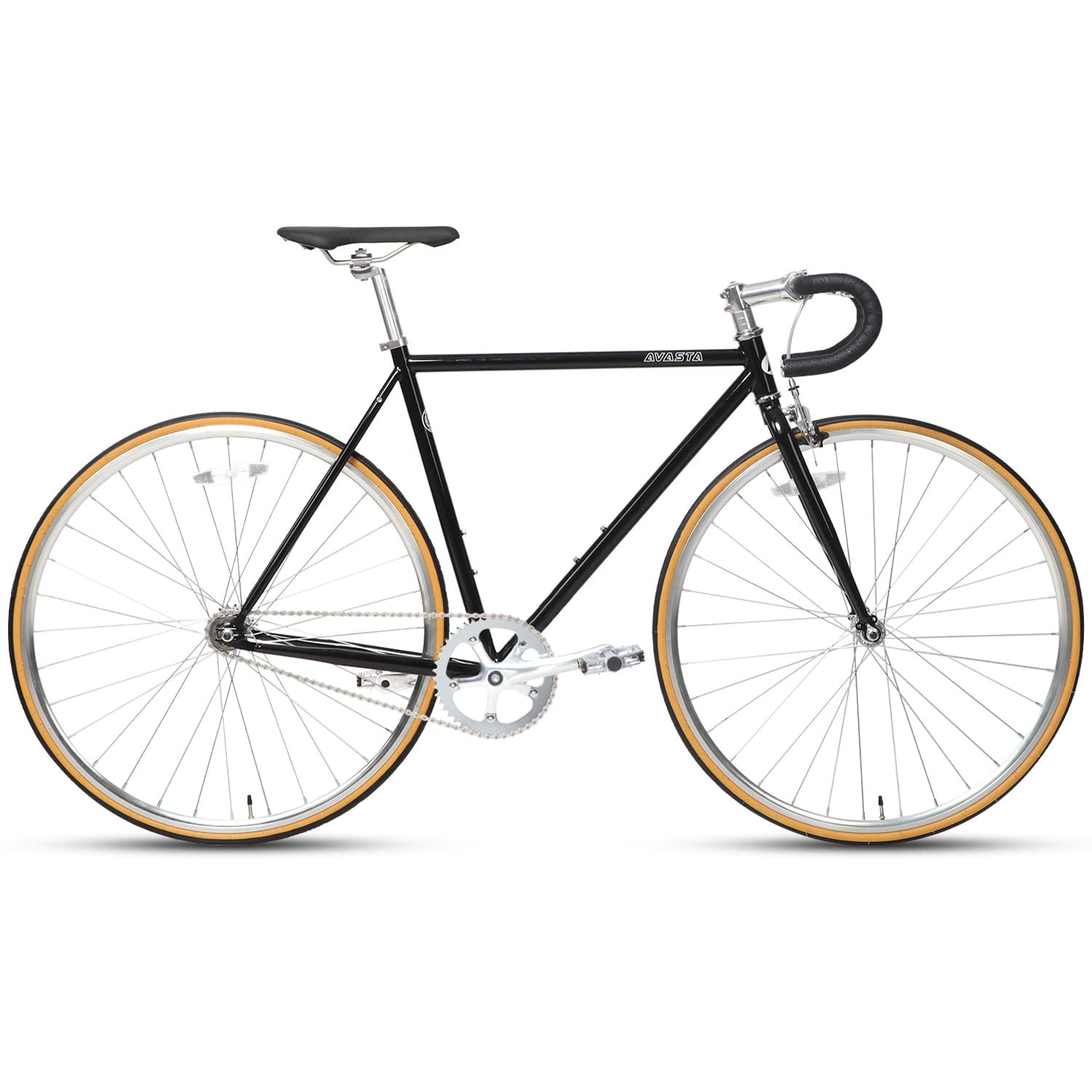 AVASTA Drop DAR Single-Speed Fixed Gear Urban Commuter Fixie Road Bike with Front Brake Lightweight Riding Black 54