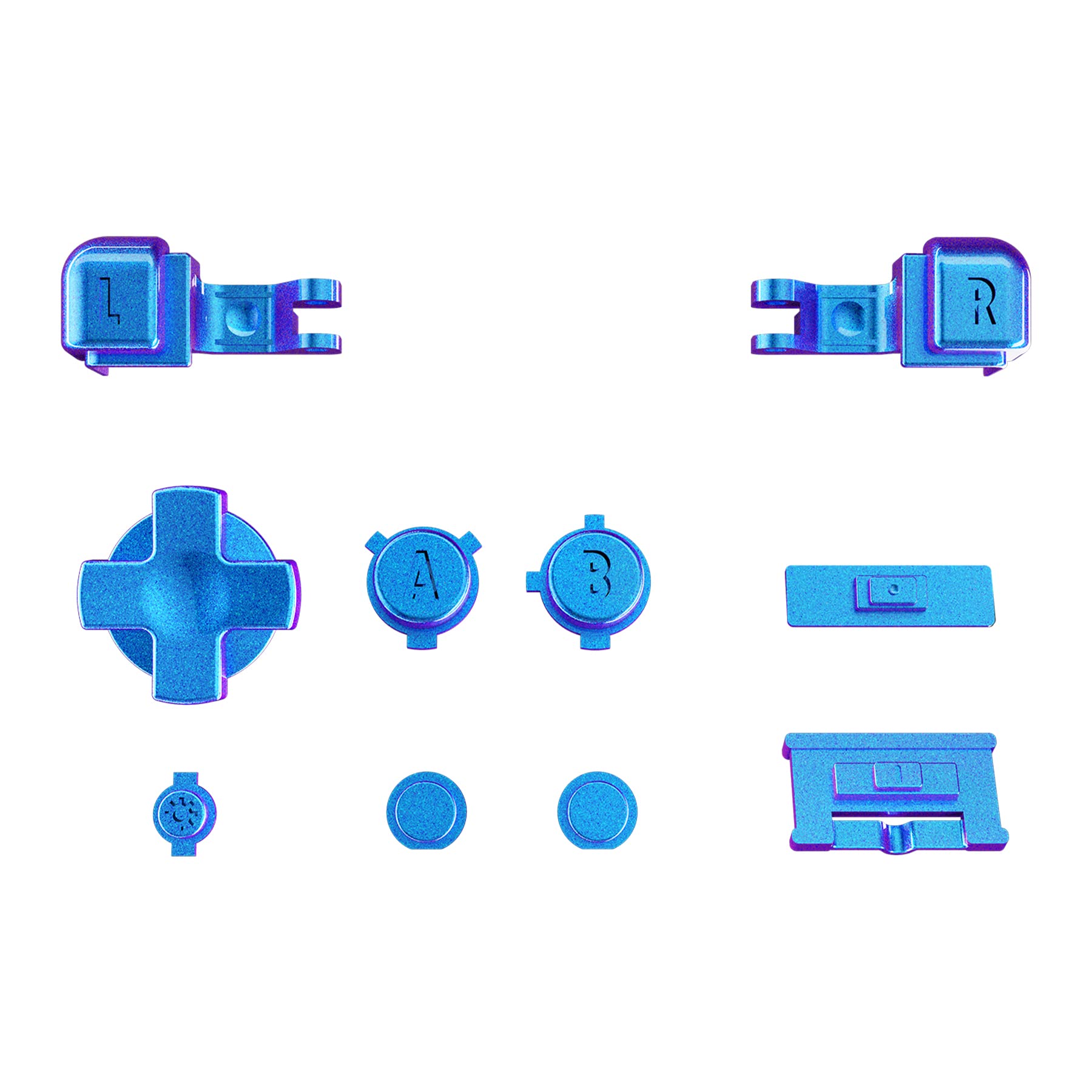 eXtremeRate Chameleon Purple Blue Glossy Custom Full Set Buttons for Gameboy Advance SP, Replacement A B L R Button Power On Off Volume Button D-pad Key for GBA SP Console - Console NOT Included