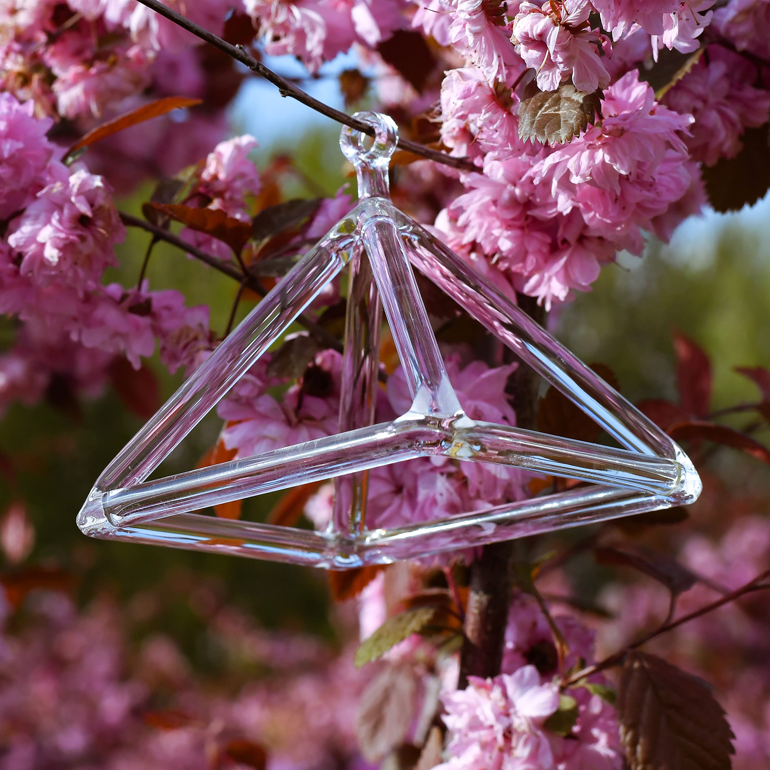 Joysense Crystal Singing Pyramid Clear Quartz 5 inch With Crystal Singing Bowl Striker
