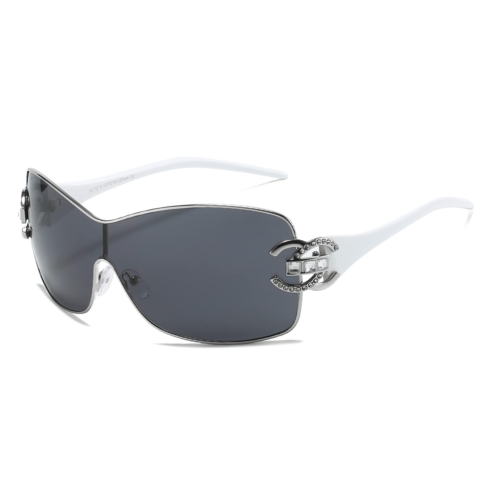 Alterancy Y2K Sunglasses for Women Men Fashion Wrap Around Sun Glasses Shield Rimless Gradient Lens Womens Eyewear Brown