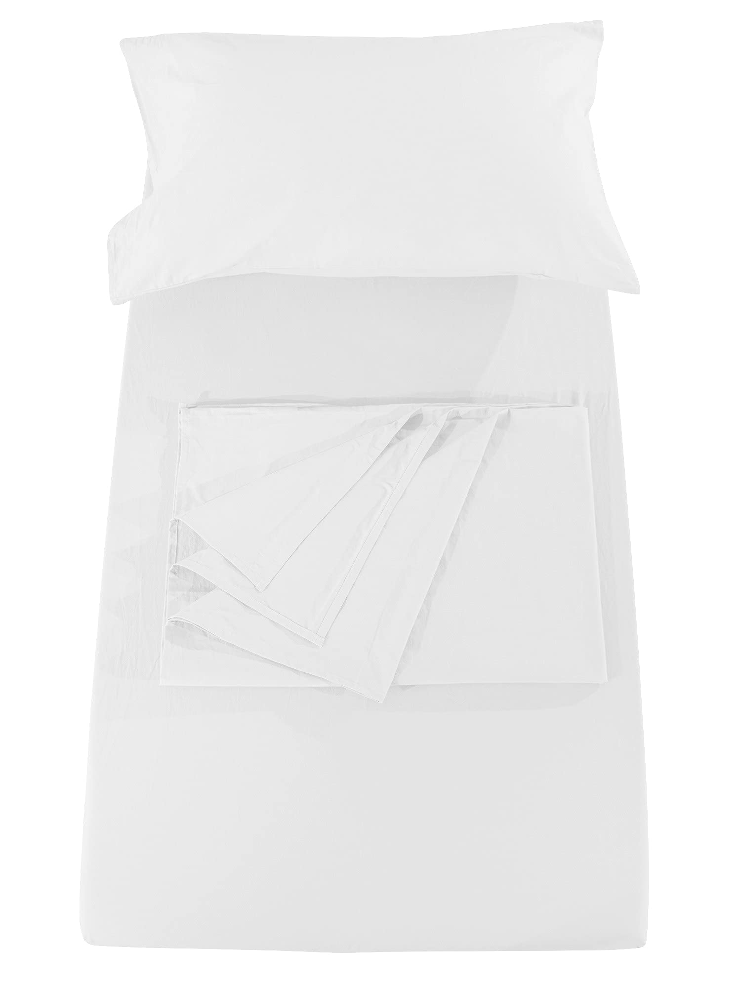 PLAIN PRINTED LINEN 3-Piece Toddler Sheet Set, 100% Cotton Fitted Sheet, Flat Sheet and Envelope Pillowcase, Toddler Bed Set,Crib Sheets Set,Mini Crib Sheets (White Solid)