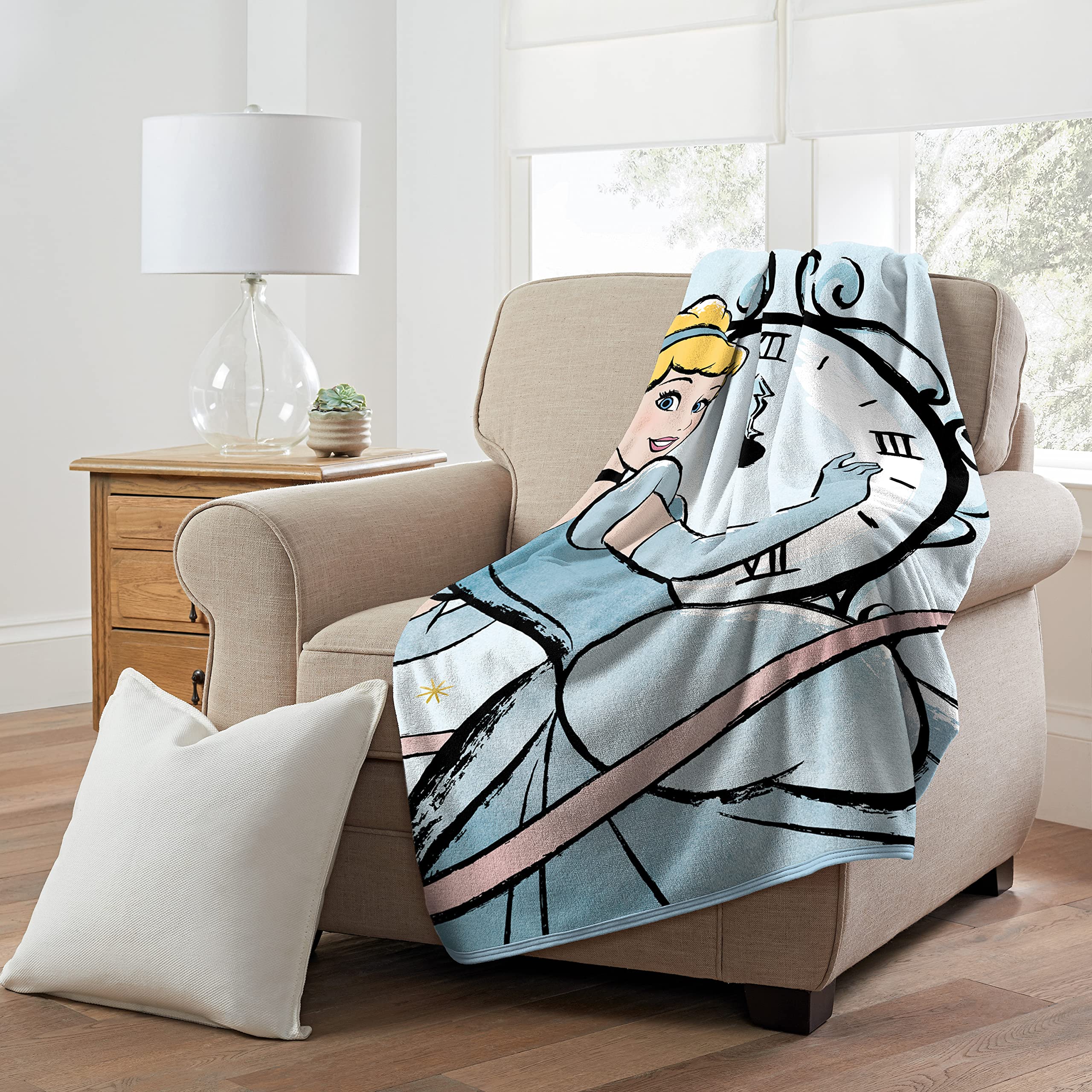 Northwest Cinderella Micro Raschel Throw Blanket, 46" x 60", On Time