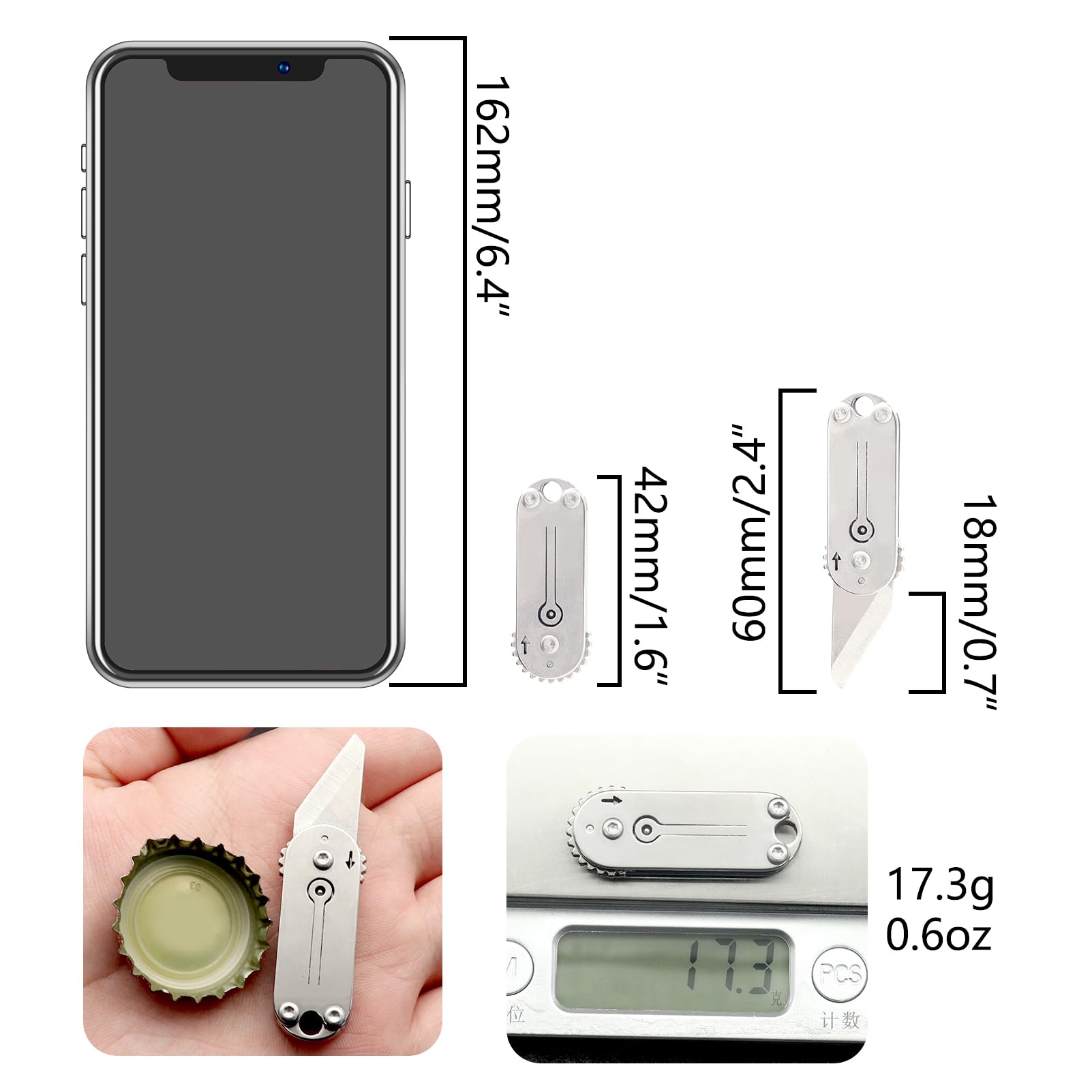 PJYTAC Mini Pocket Knife for Every Day Carry, Fathers Day Gift Stainless Steel Portable Small Open Box Knife EDC Tool