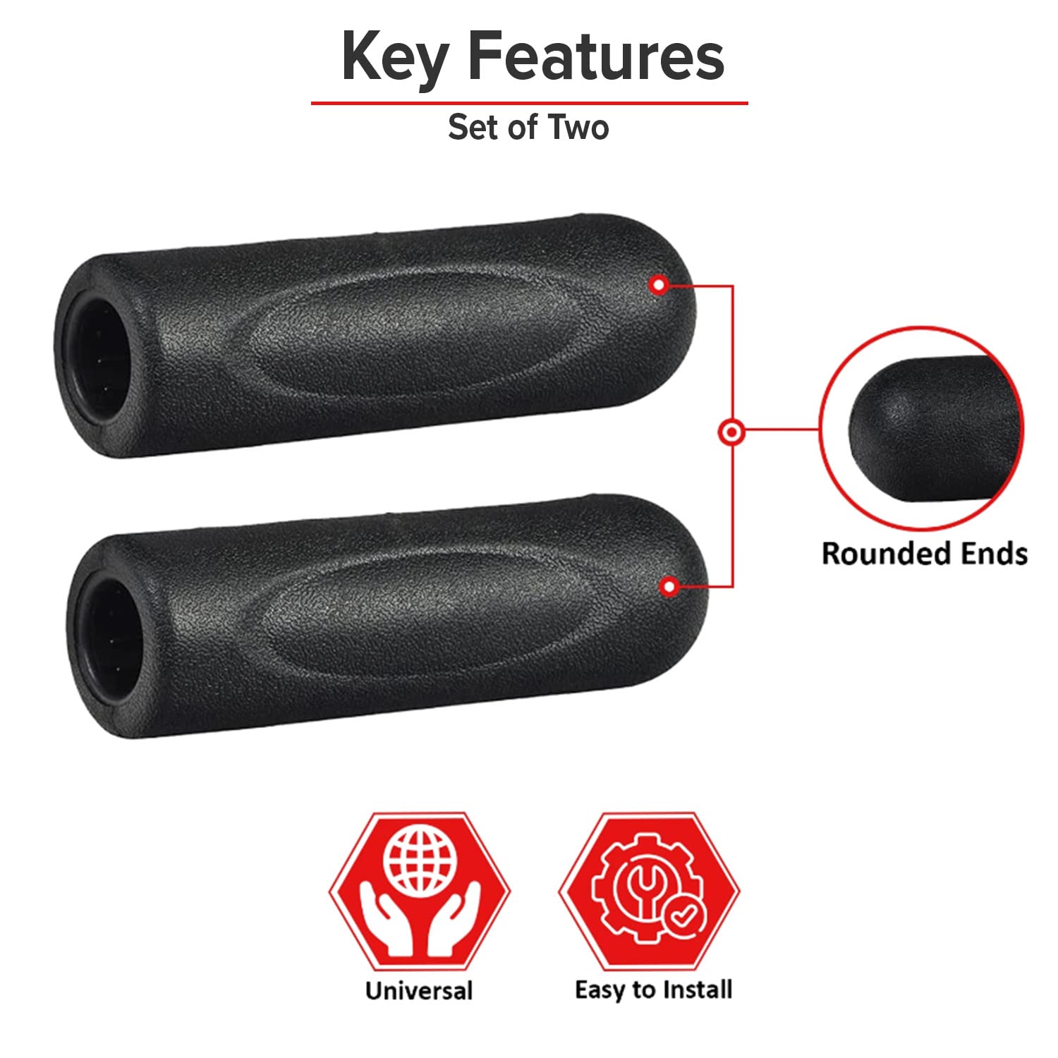 AlveyTech Rubber Hand Grips - Fits Go-Go, Mega Motion & Pride Electric Mobility Scooter, Handlebar Parts for Medical Wheelchairs, Transport Chair, Power Bike, Rollator, E-Bicycle Accessories Hand Grip