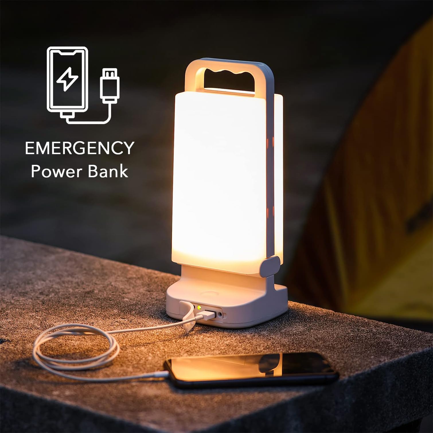 Lepwings Camping Lantern, solar Lanterns, 4400mAh Rechargeable Light 2-in-1 Dimmable Outdoor Waterproof Gear with USB Charging β lanterns for power outages Hurricane, Hiking, Fish, Emergency, and Home