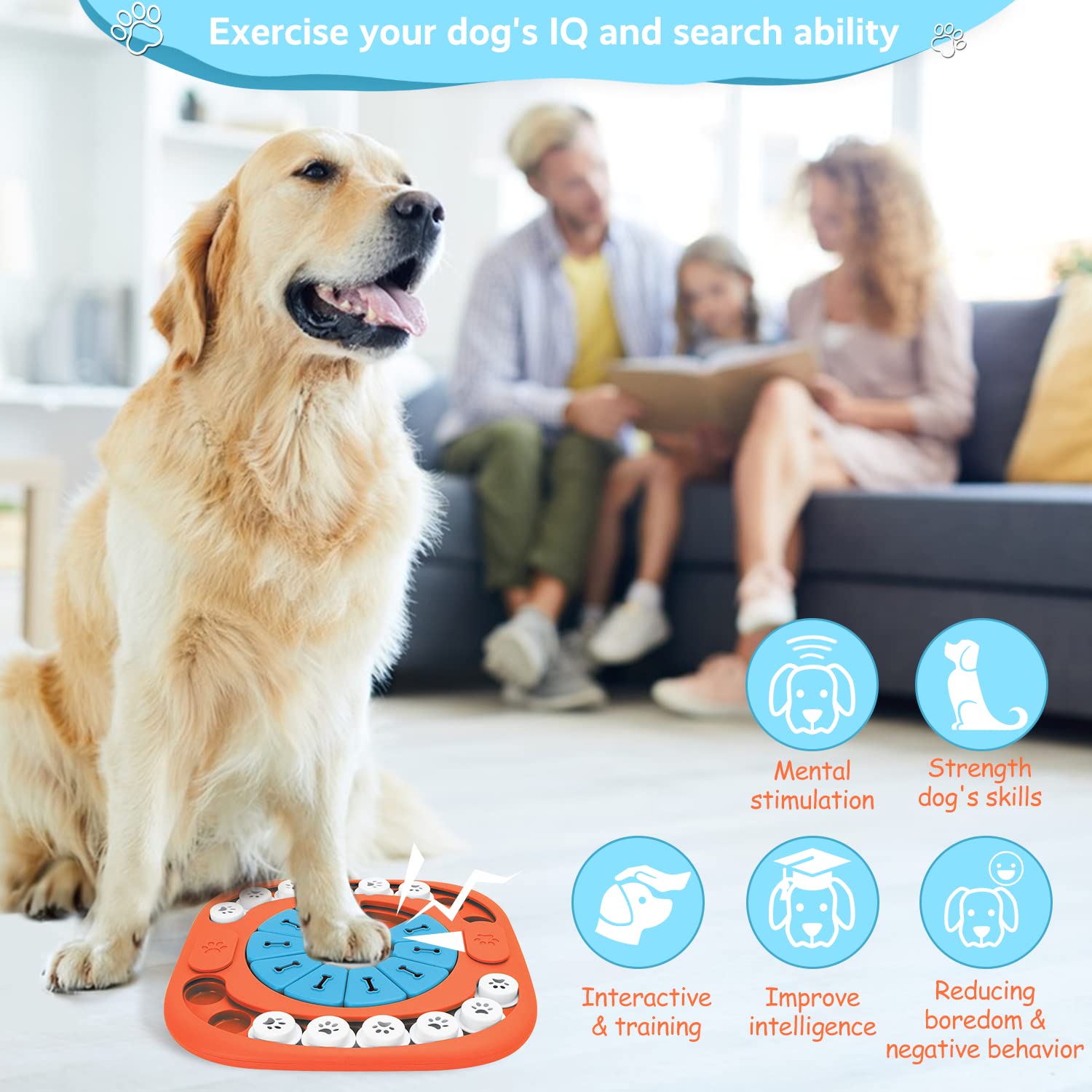 knitly Dog Puzzle Toys for IQ Training & Mental Enrichment, Interactive Dog Toys for Large Medium Small Dogs,Dog Treat Puzzle Dispensing Slow Feeder with Squeaky Design for Training & Fun Feeding