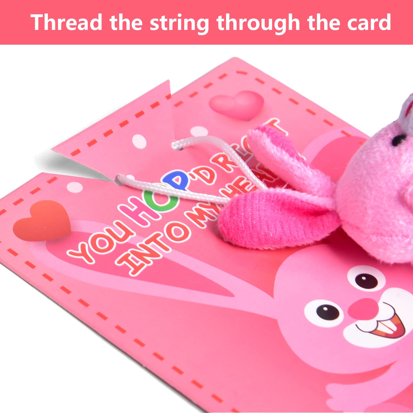 FUN LITTLE TOYS 28 Packs Valentines Mini Plush Toy Set, Cute Stuffed Animal for Kids, Valentine Cards for Students, Classroom