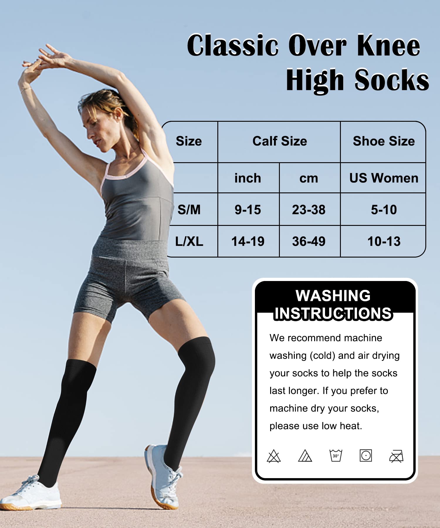 Aoliks 3 Pairs Over Knee High Compression Socks for Women - Compression Stockings for Running,Cycling,Athletic