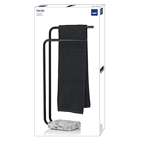 Kela Free Standing Towel Rack for Bathroom Varda Collection, Black/White