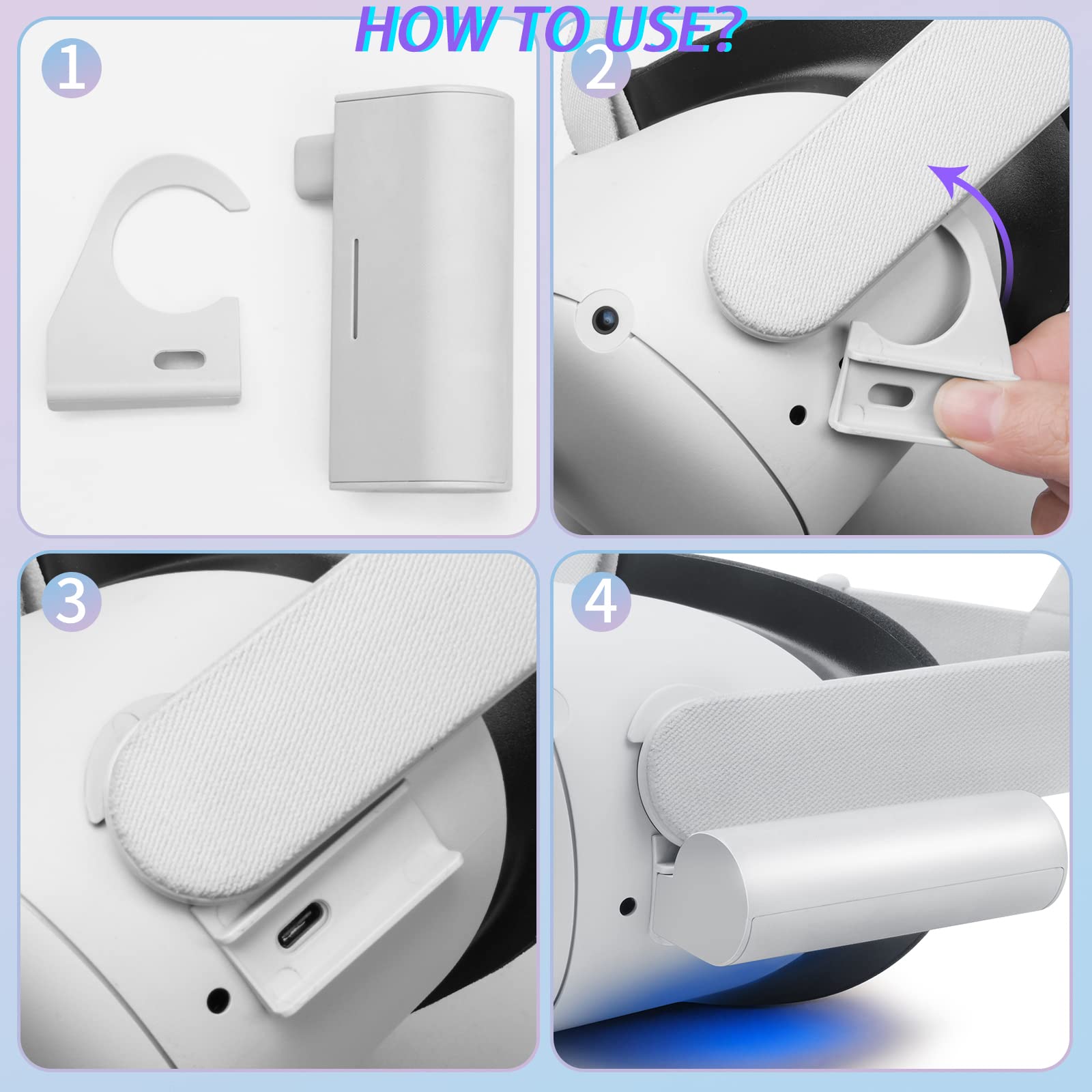 Acessories for Oculus Quest 2,Battery Pack for Oculus Quest 2 and Controller Grips Cover for Oculus Quest 2 with Battery Opening