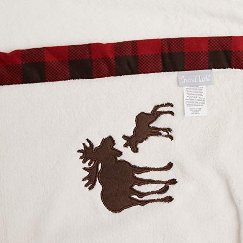 Trend Lab Northwoods Framed Soft Fleece Receiving Blanket, Moose Applique, 30x40 Inch (Pack of 1)