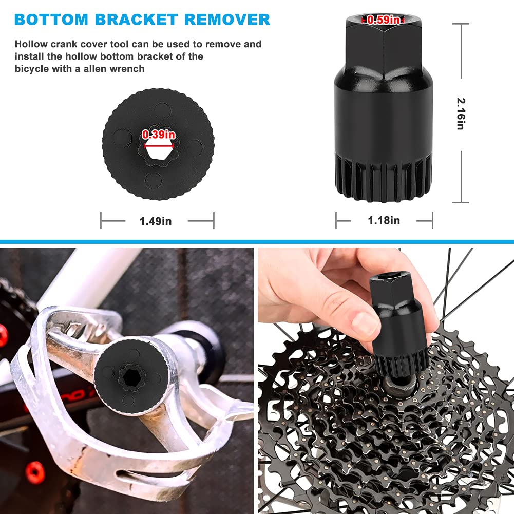 ACETOP Bike Tool kit, Including Bicycle Crank Removal Tool + 3 in 1 Bike Cassette Removal Tool + Bottom Bracket Remover + Rotor Lockring Removal Tool + Bike Pedal Wrench, Practical Repair Tool