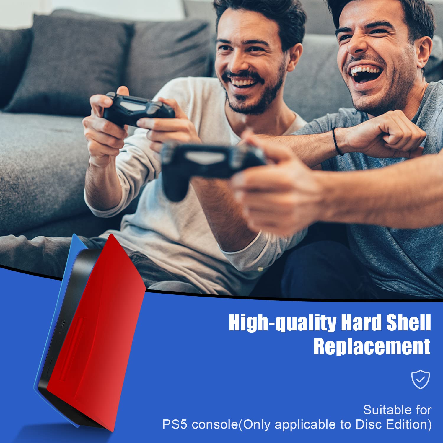 for Console, Hard Replacement Panels Plate Shell for PlayStation 5 Console Blu-Ray Edition, ABS Anti-Scratch Dust-Proof Protective Cover Faceplate Case Accessories for PS5 (Blue&Red)