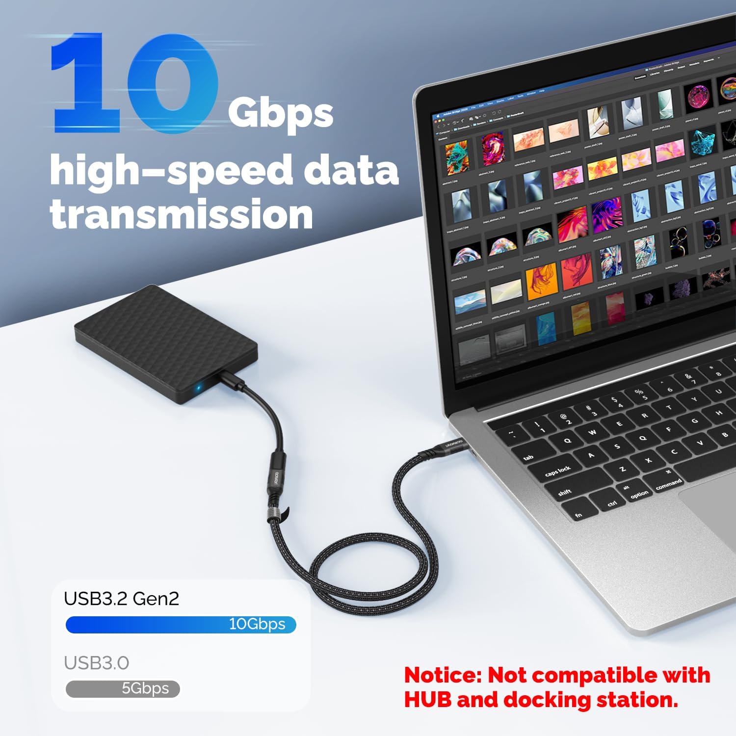 aceyoon USB C 100W Extension Cable 1.6ft, USB 3.1 Type C PD 10Gbps Male to Female Extender Support QC 3.0 Fast Charge and 4K@60Hz Video Sync Compatible for Dell, Galaxy S21, Pad/Pad Pro/Pad Mini/Mac