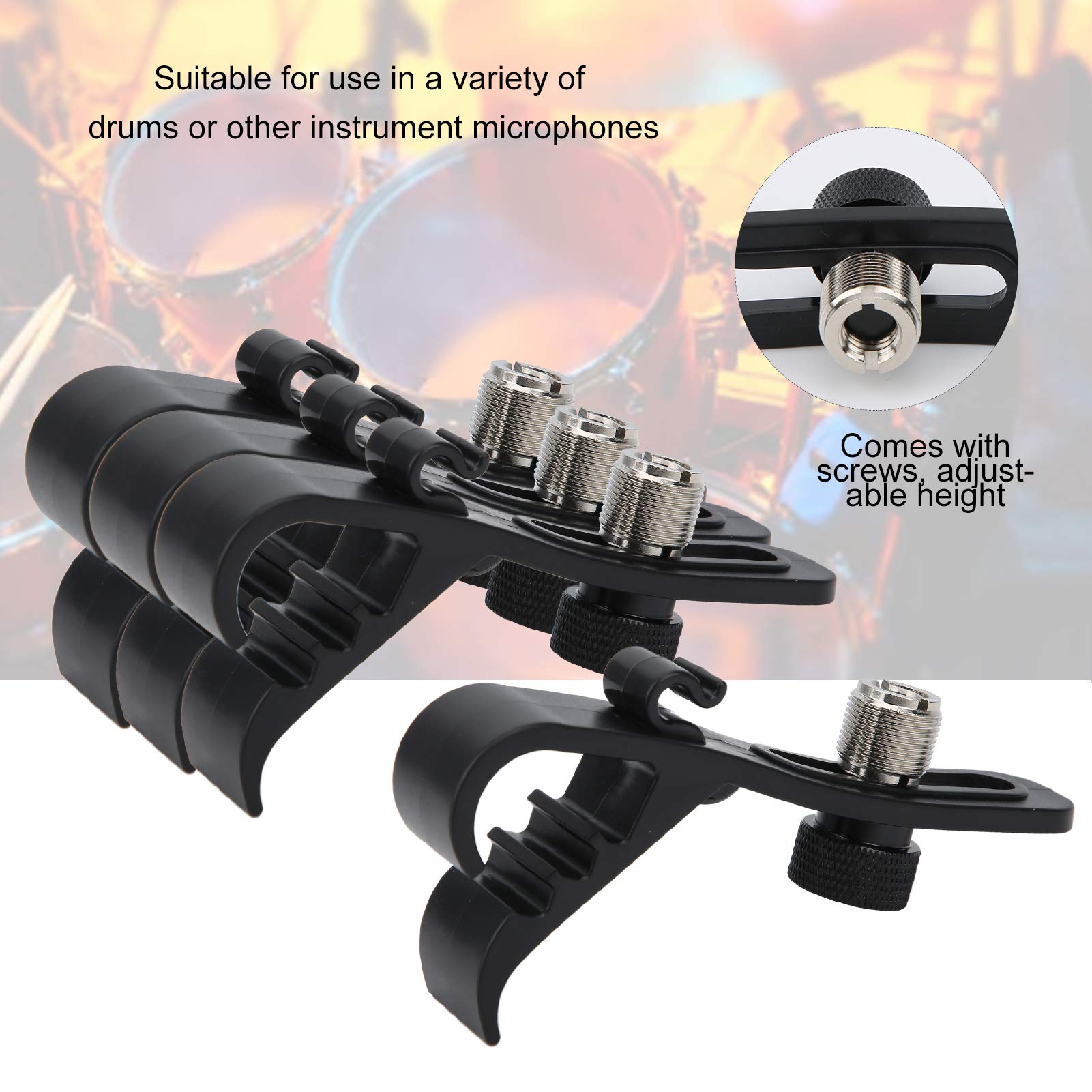 AYNEFY 4Pcs Drum Microphone Clip Shockproof Securing Clamp Holder Musical Instrument Supplies Shockproof Drum Rim Microphone Clip for Microphone Clamps Holder with Groove Gear