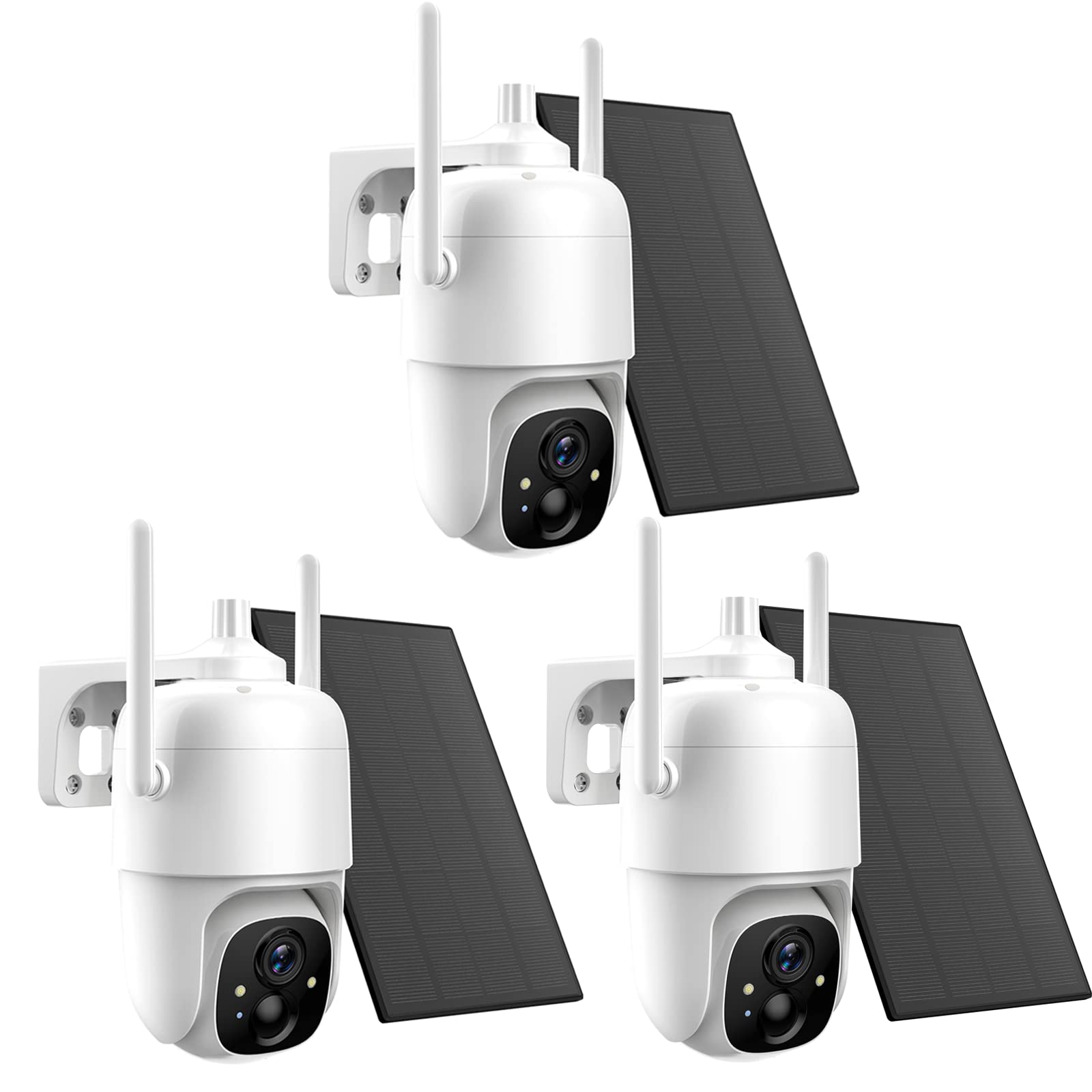 Allweviee Solar Security Outdoor WiFi Camera, Pan Tilt 360° View IP65 Waterproof Rechargeable Wireless Battery Powered 2K 3MP PTZ Camera with PIR, Color Night Vision,2-Way Talk, 4dbi Antenna, Cloud/SD