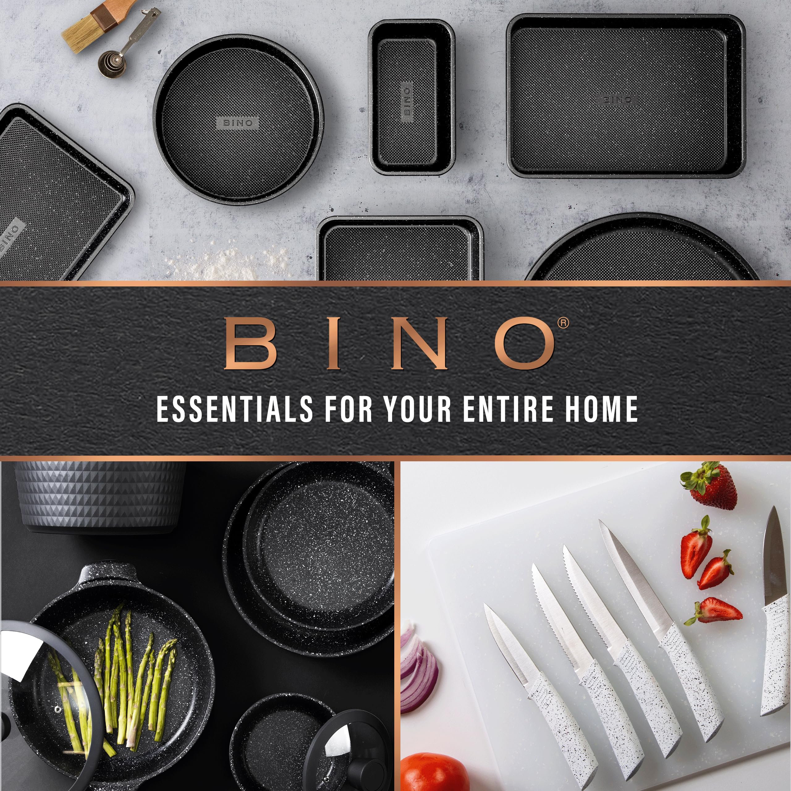 BINO l Plastic Storage Baskets, Large - Black | THE BLOSSOM COLLECTION l Multi-Use Organizer Bin l Built-in Handles l Plastic Woven Basket for Organizing l Pantry & Home Organizing Basket