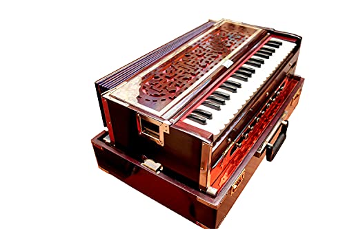 Non Scale Changer Harmonium LYDNSC-1 Concert Folding Auto Push Mohonlal Delux Double Reed 9Stopper 3 1/2 Octaves Burma Teak Wood Brass Work 7 Part Blow With Padding Bag buy only from LYDIAN