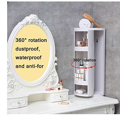 bretoes Multifunction Bathroom Kitchen Corner Locker Cosmetic Storage Rack Cabinet Storage Shelf Rotating Triangle Shelf