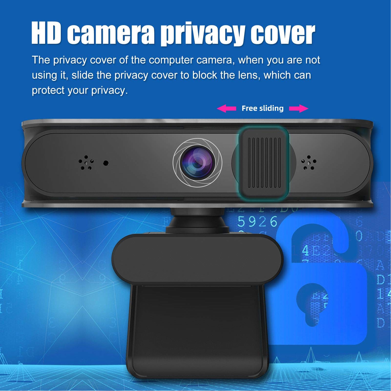 AUHX Computer Accessories, Widely Compatible 1080P Webcam, 1080P 5Mp for Skype Conferencing