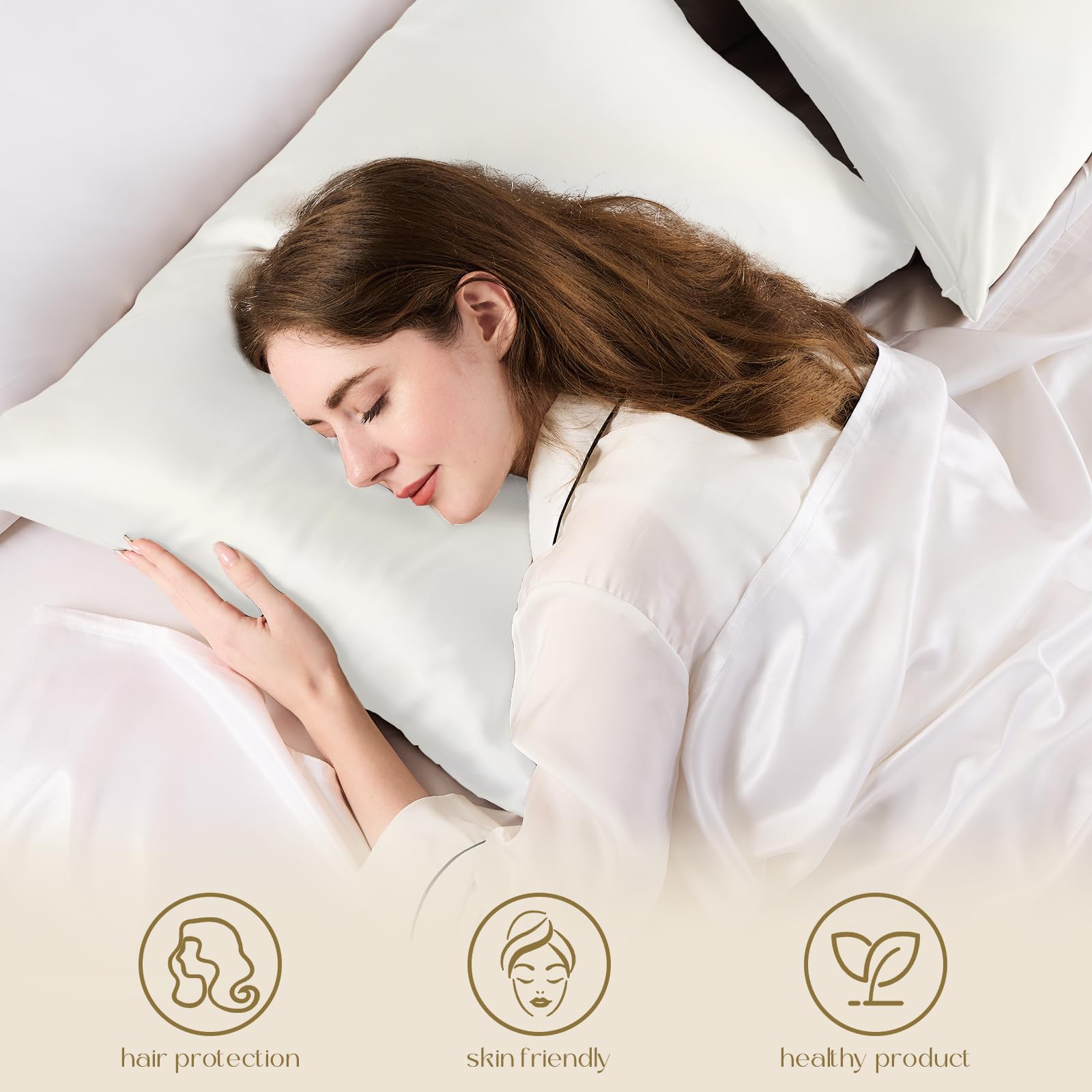 ZIMASILK 100% Pure Mulberry Silk Pillowcase for Hair and Skin Health,Soft and Smooth,Both Sides Premium Grade 6A Silk,600 Thread Count,with Hidden Zipper,1pc(Toddler 13''x18'',Ivory)