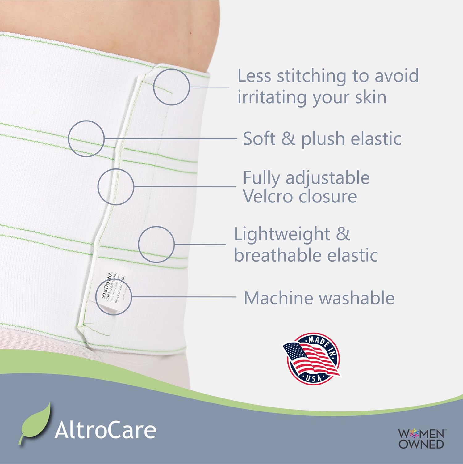 AltroCare Postpartum & Post Surgery Abdominal Binder. Support Recovery after C-Section, Natural Birth, Hysterectomy, Hernia. 3 Panel design, Size L/XL (45" to 60").