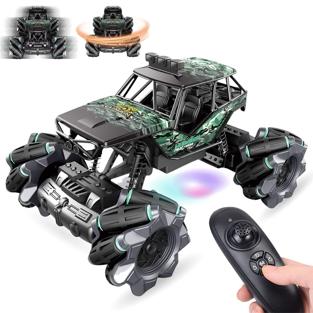 eirix Remote Control Car Off Road RC Drift Car Gift for Kids Adults Birthday Christmas 360° Flips High Speed Racing Stunt Toy Car Monster Truck RC Crawler Vehicle All Terrain (Green)