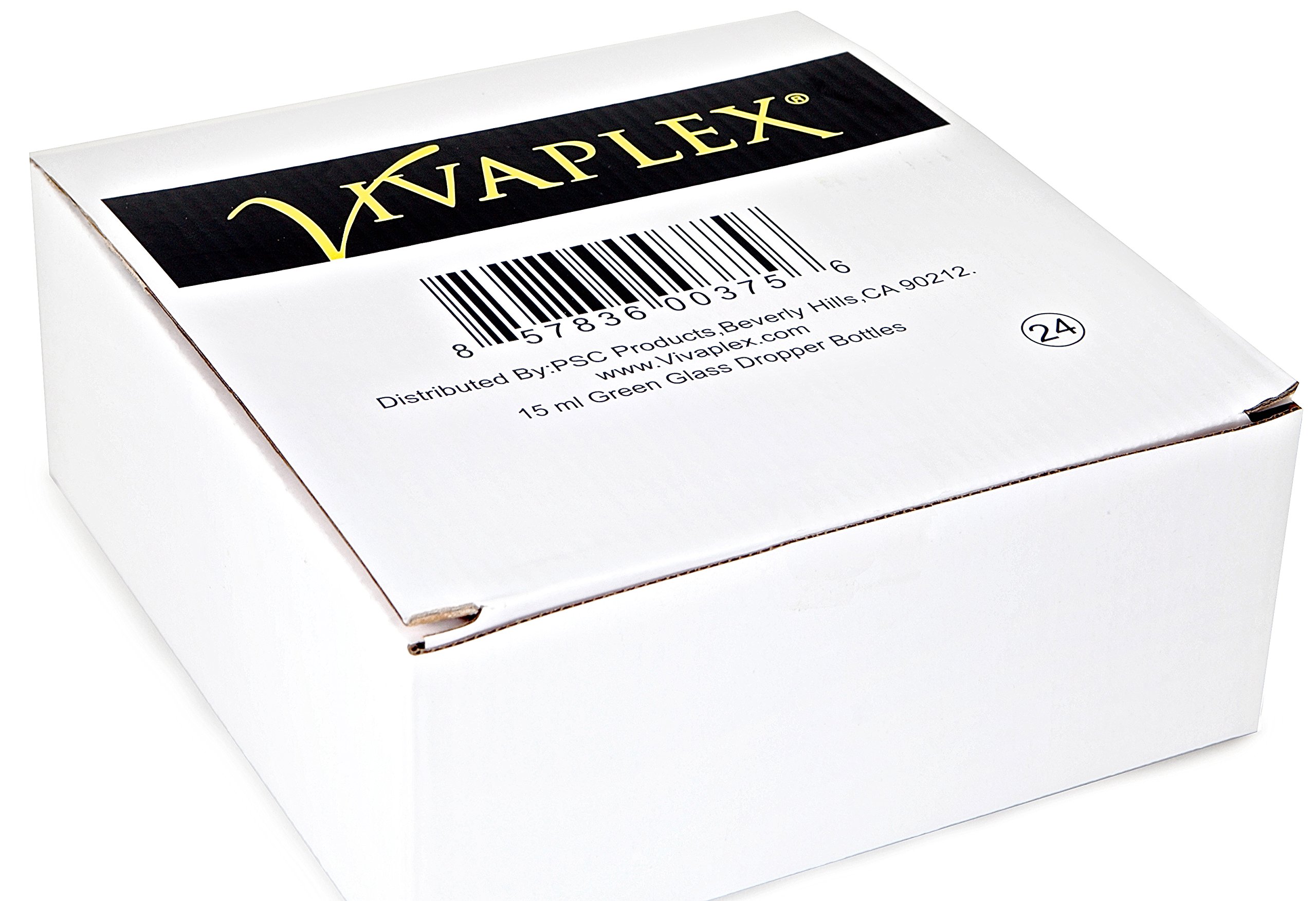 Vivaplex, 24, Green, 15 ml (1/2 oz) Glass Bottles, with Glass Eye Droppers