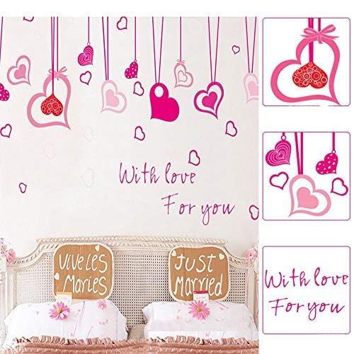 Red Love Hollow Heart Skirting Lines Wall Sticker Living Room Bedroom Nursery Flooring Line Decal Valentines Day Decor