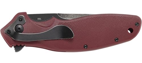 CRKT Shenanigan Maroon Everyday Carry, Plain Edge Blade, Liner Lock, Glass Reinforced Nylon Handle, Pocket Clip K800RKP