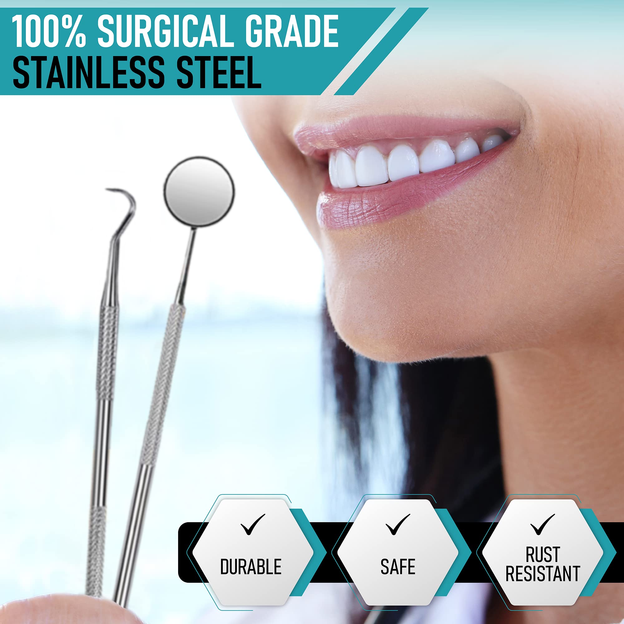 Dental Kit Tools, 10 Pack Stainless Steel Plaque Remover, Dental Tools to Remove Plaque and Tartar, Oral Care Kit with Plaque Cleaner, Tartar Pick, Tooth & Tongue Scraper for Dentist, Personal, Family