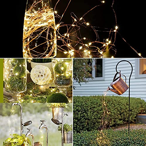Solar Light String, Solar Copper Wire Light String 33 Feet 100 Led Small Lights, 8 Switching Modes, Starry Sky Outdoor Waterproof, Suitable for Home, Garden, Terrace, Wedding and Party (Warm White)