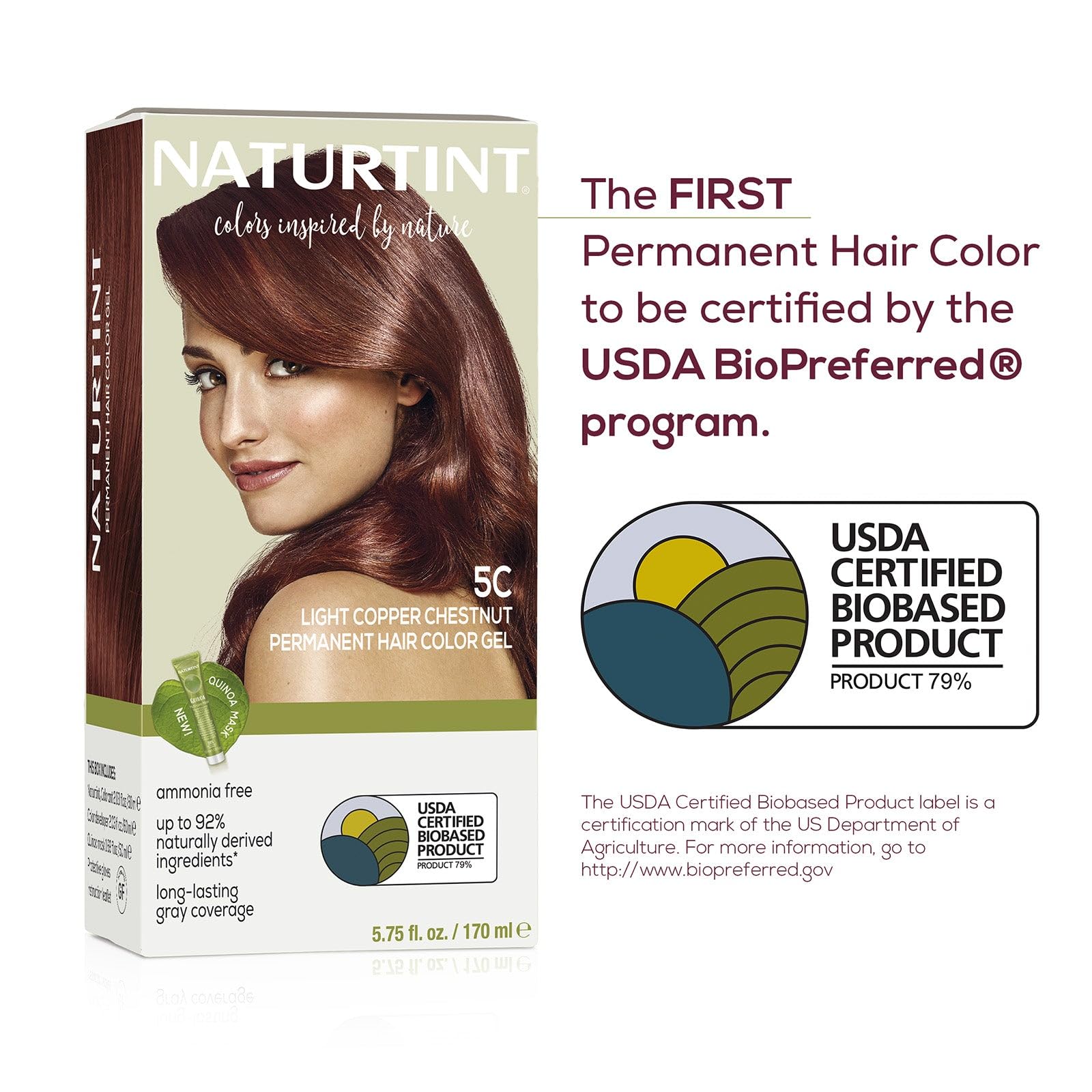 Naturtint 5C Light Copper Chestnut Permanent Hair Color (Pack of 1), Ammonia Free, Vegan, Cruelty Free, up to 100% Gray Coverage, Long Lasting Results (Packaging may vary)
