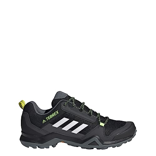 adidas Men's Terrex Ax3 Hiking Boot, Black/White/Acid Yellow, 8.5