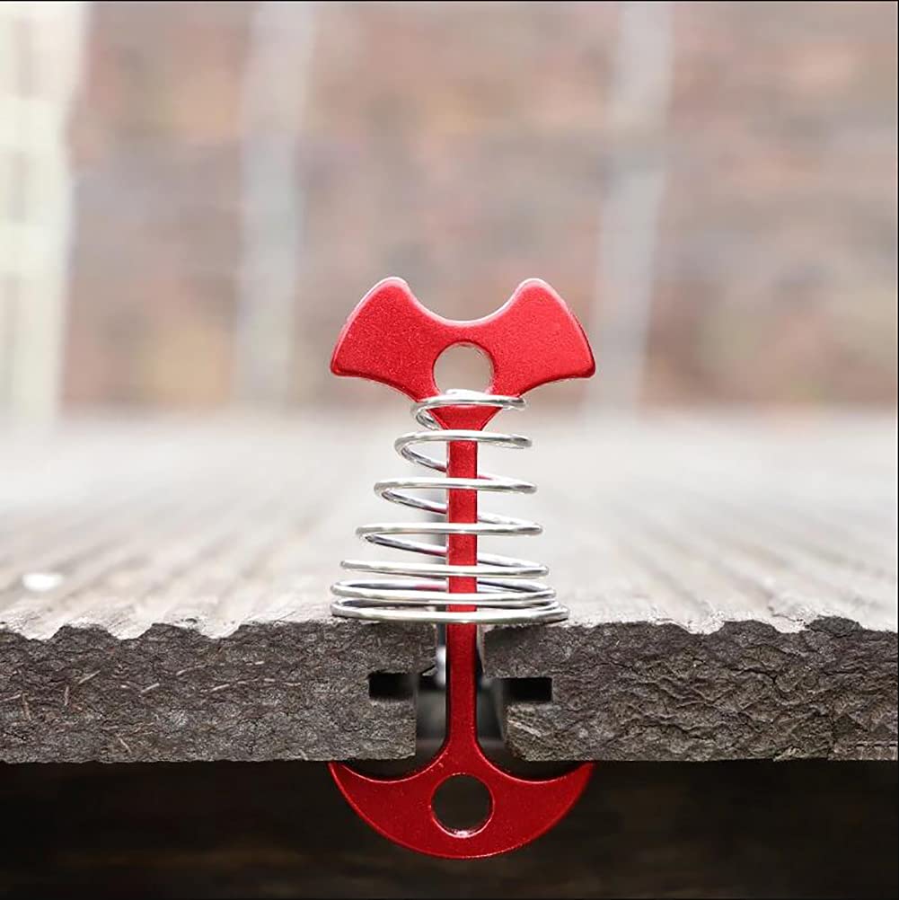 Alnicov 10Pcs Deck Plank Board Tent Stakes,Fishbone Deck Anchor Pegs with Spring Buckle for Outdoor Camping Hiking,Red
