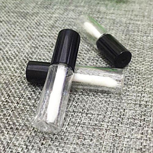 Mydio 50 Pack 1.2ML Clear Mini Lip Gloss Tube Empty Lip Balm Containers With Black Lid for Lipstick Samples