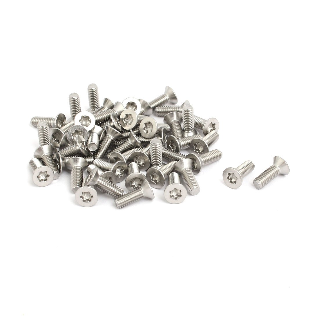uxcell M4x12mm 304 Stainless Steel Flat Head Torx Drive Type Screw Silver Tone 50pcs
