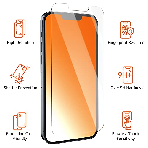 Amazon Basics Smartphone Tempered Glass Screen Protector for iPhone 13 Pro Max, 2-Pack, 7" L x 3.62" W