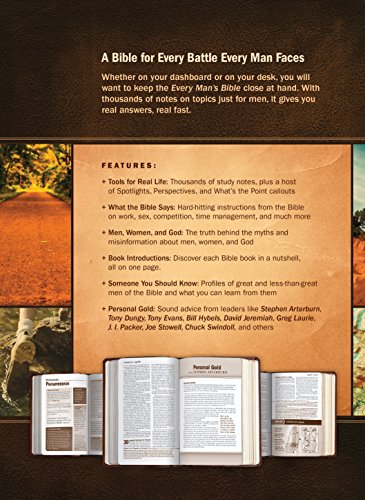 Every Man's Bible: New Living Translation, Large Print, TuTone (LeatherLike, Brown/Tan) β Study Bible for Men with Study Notes, Book Introductions, and 44 Charts