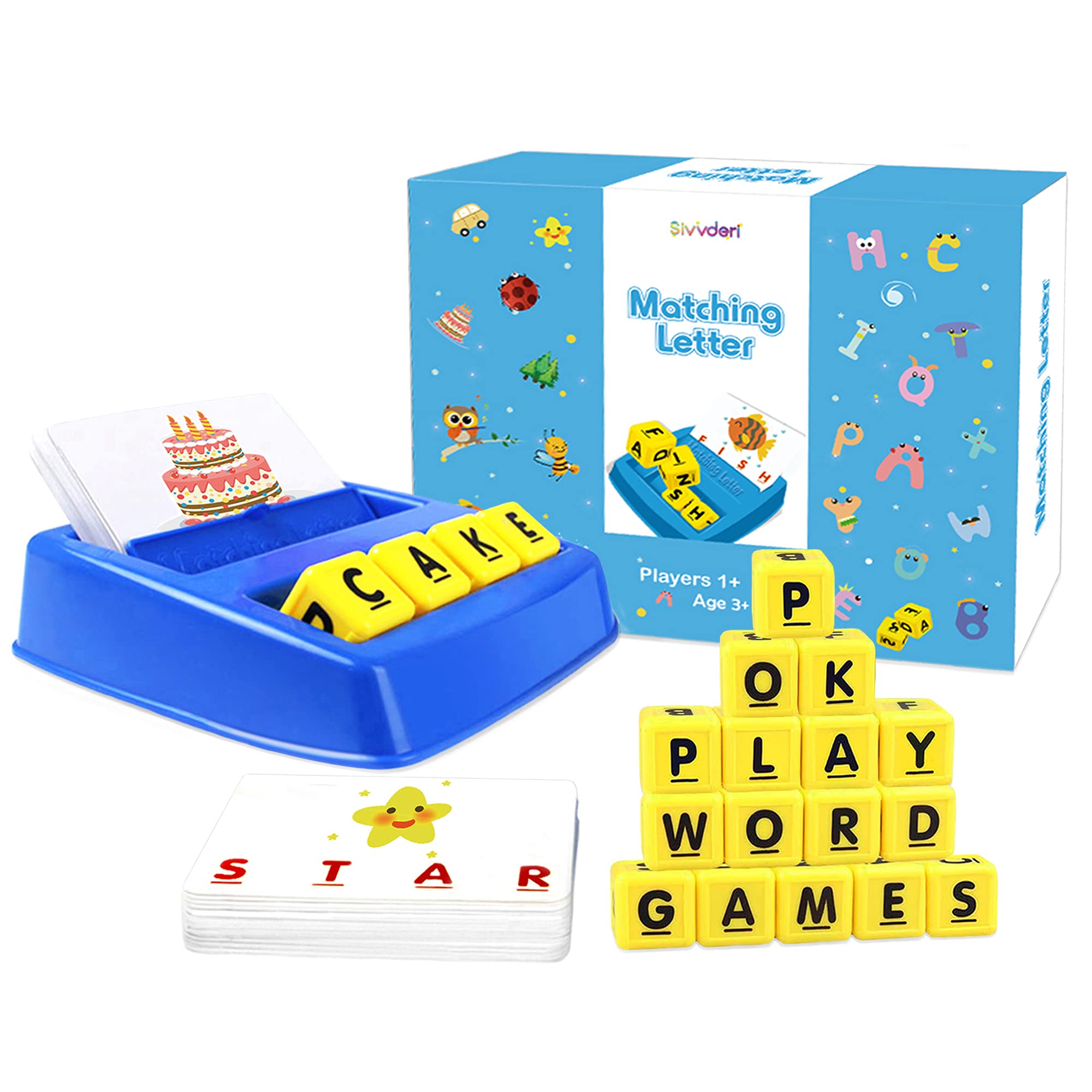 Educational Toys, Alphabet Learning Toys Flash Card Game for Toddlers 3 4 5 Year Old Preschool Matching Letter Spelling Reading Games for Kids 3-8 Years Old Boys